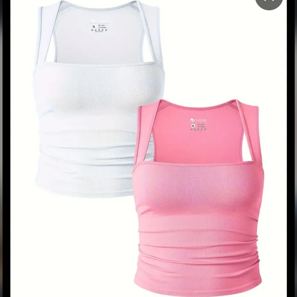 OQQ | Tops | Tik Tok Trend One Candy Pink And One White Rueched Tank ...